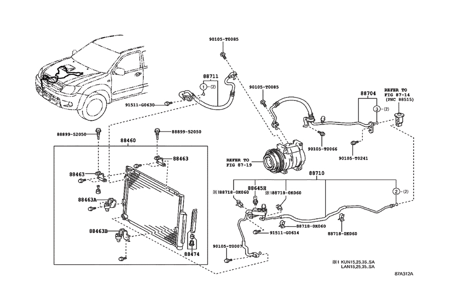 Sospieces.com - CONDENSEUR CLIMATISATION TOYOTA : 88460-0K010